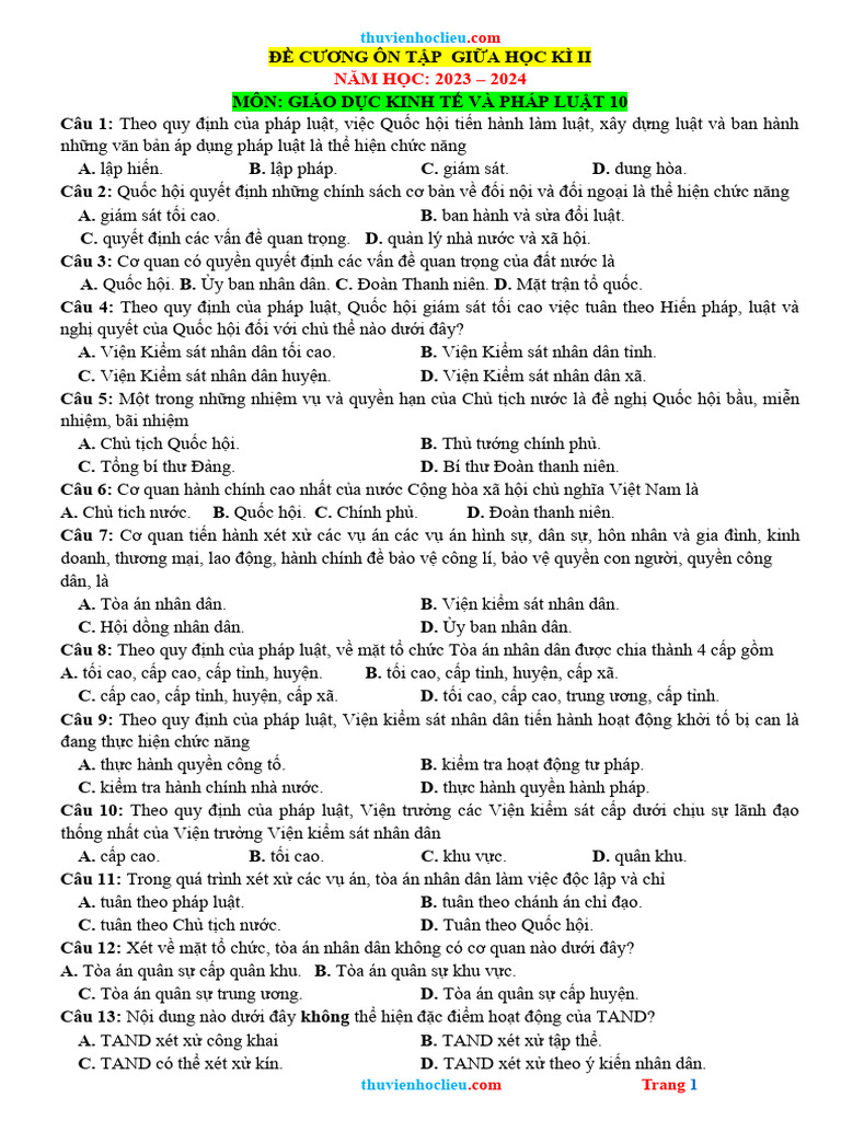 De Cuong On Tap Giua HK2 KNPL 10 KNTT 23 24 | PDF