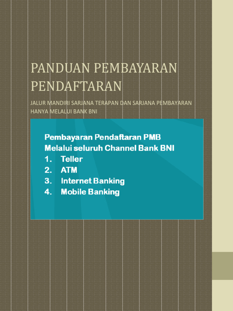 Panduan Pembayaran Pendaftaran SIAKAD | PDF