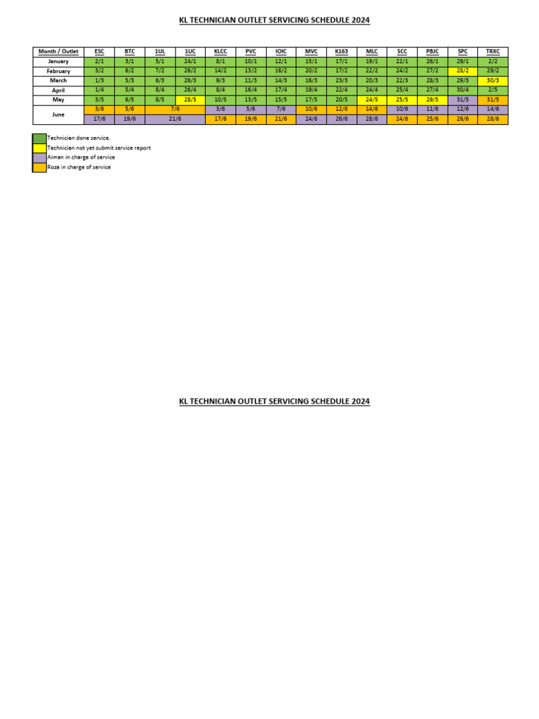 Technician Schedule 2024 | PDF