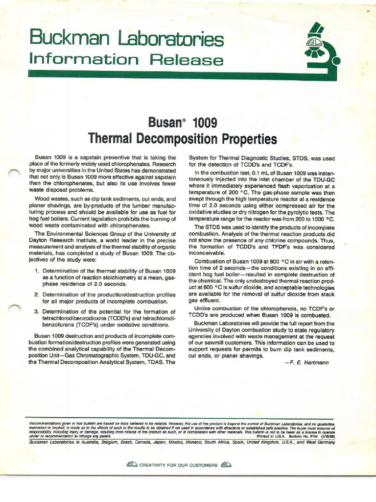Buckman Lab Biocide | PDF
