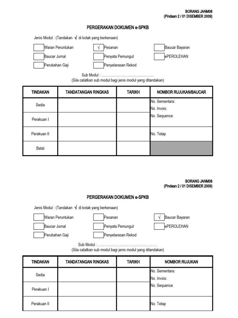 Format Borang Pergerakan Dokumen & Senarai Semak | PDF