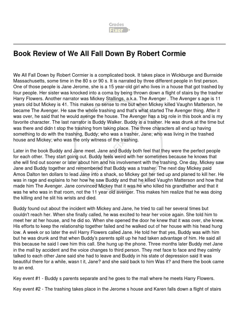 Book Review of We All Fall Down by Robert Cormie | PDF