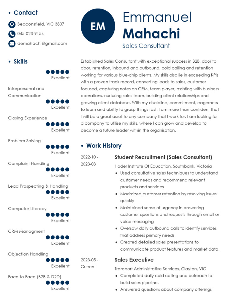 Emmanuel_JinHang_Resume (1) | PDF | Sales | Customer Relationship ...