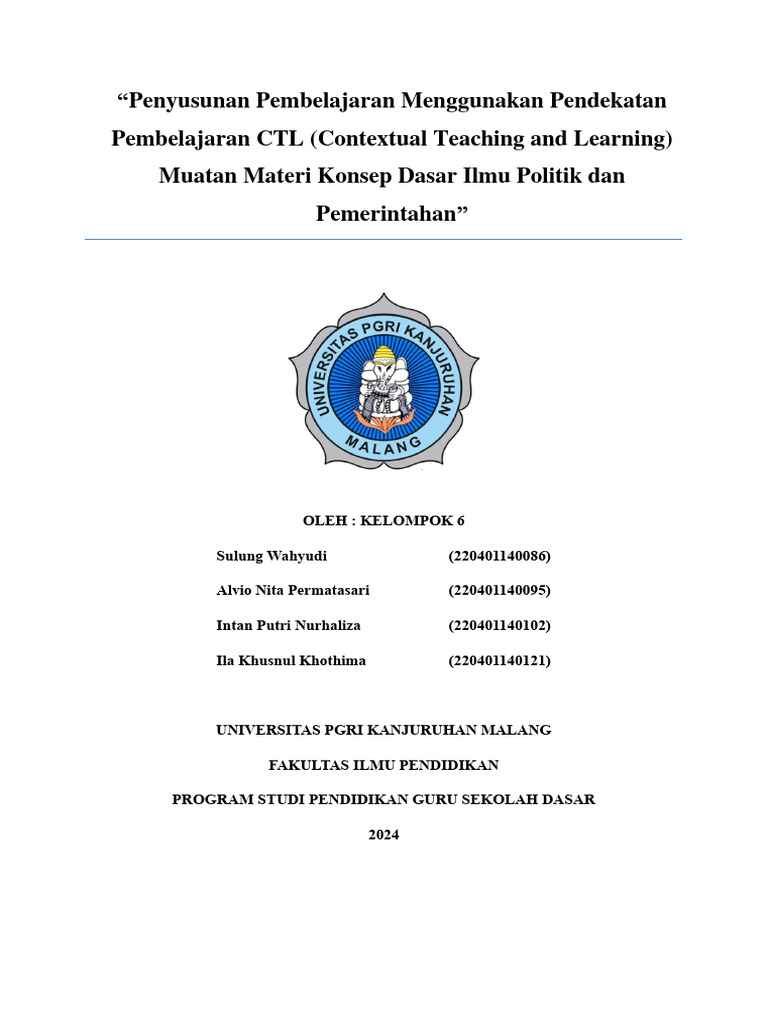 Penyusunan Pembelajaran Menggunakan Pendekatan Pembelajaran CTL | PDF