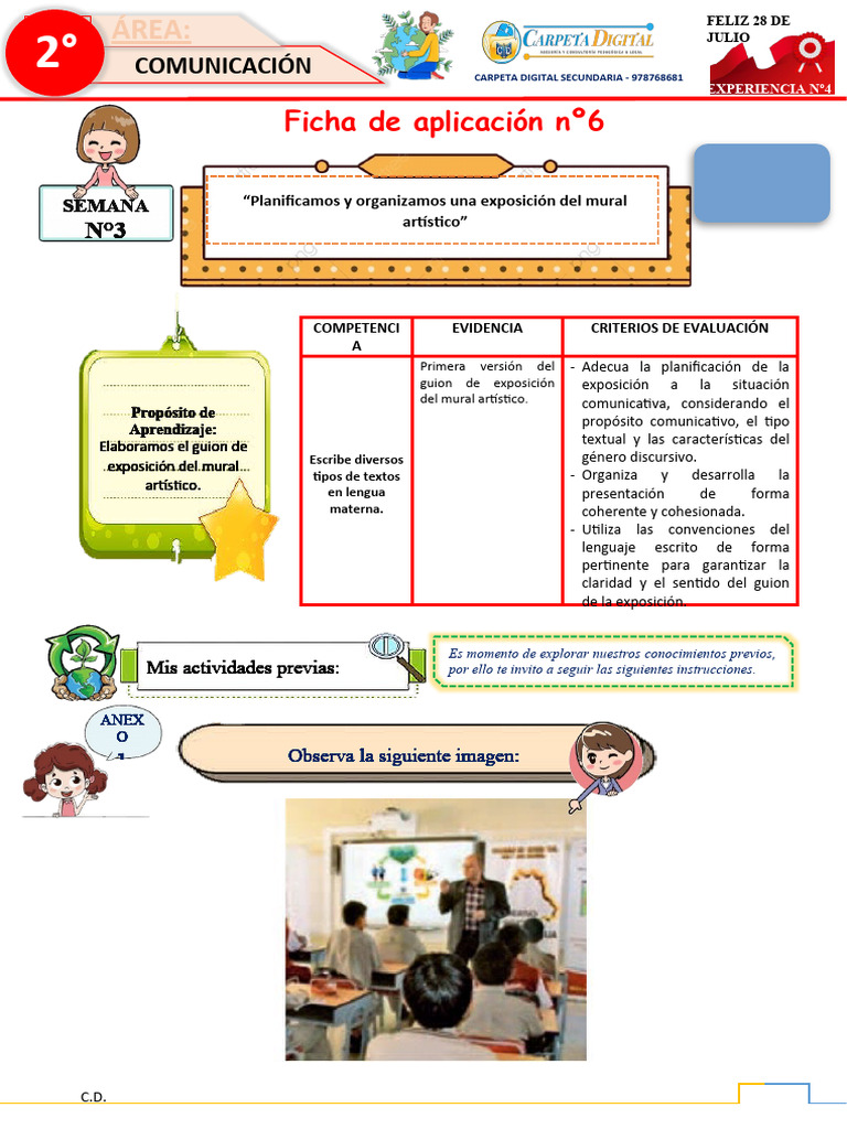 2°FICHA DE APLICACIÓN-SESIÓN6-SEM.3-EXP.4-COMUNICACION | PDF | Evaluación | Aprendizaje