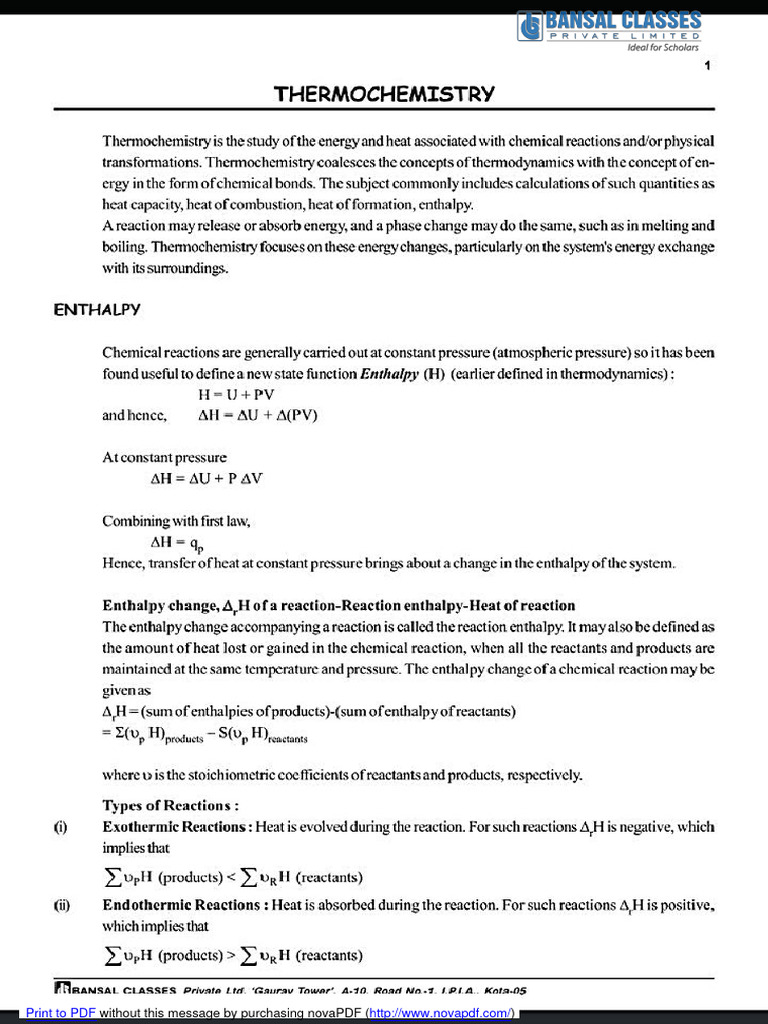 Chapter18 Thermochemistry Jeemain - Guru | PDF | Business | Computers