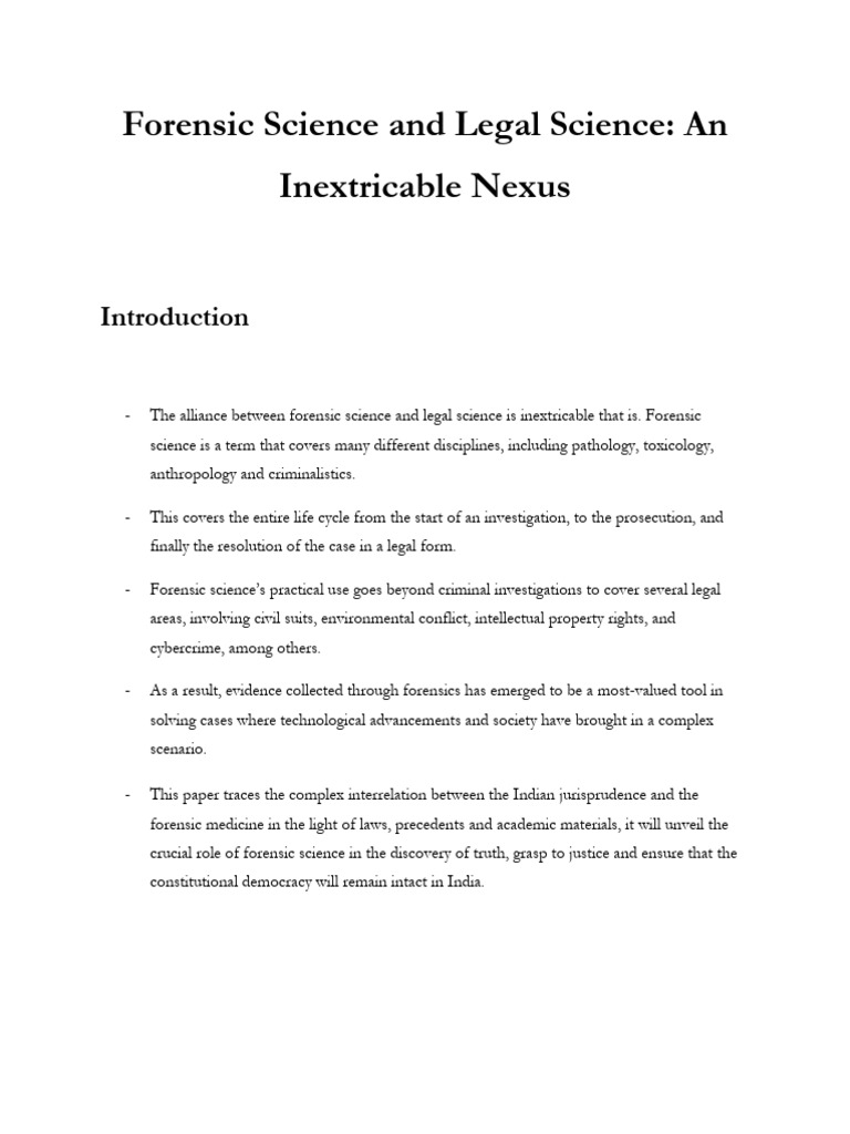 Forensic Science and Legal Science - An Inextricable Nexus | PDF ...