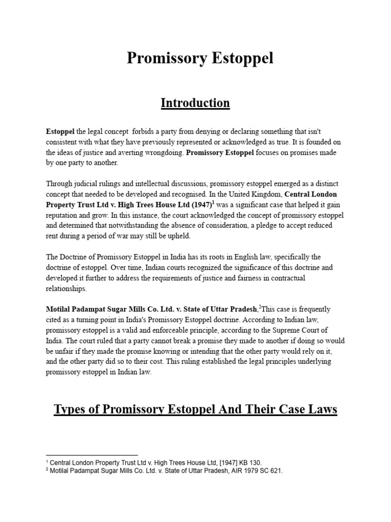 Promissory Estoppel | PDF | Estoppel | Legal Concepts