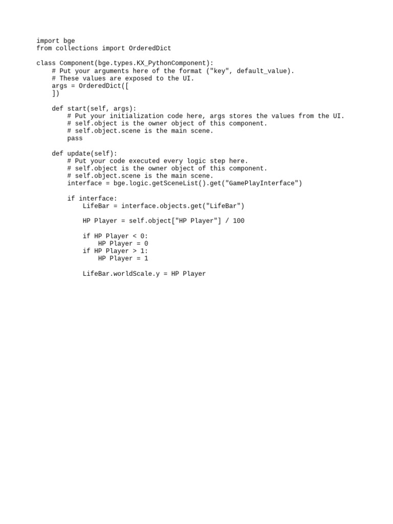 BGE Python Component: Life Bar Update | PDF | Computers