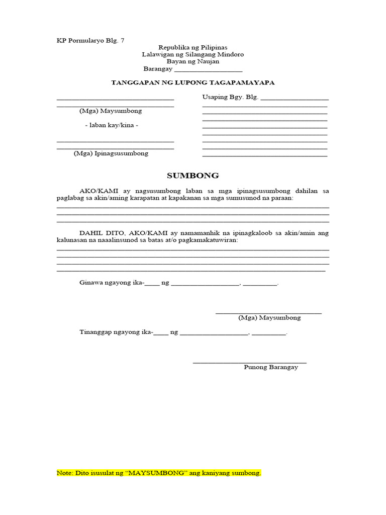 2 KP FORMS Tagalog IMPT. Naujan Finl | PDF