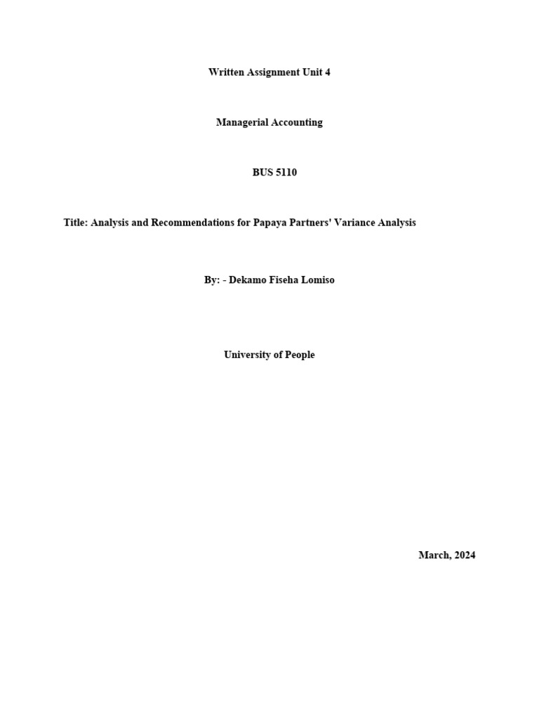 Papaya Partners Variance Analysis Report | PDF | Supply Chain ...