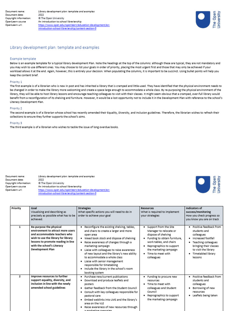 Library Development Plan | PDF | Libraries | Librarian