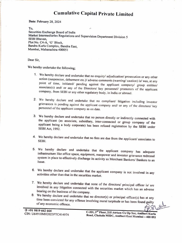 Sebi Letter Reply | PDF | Financial Services | Private Law