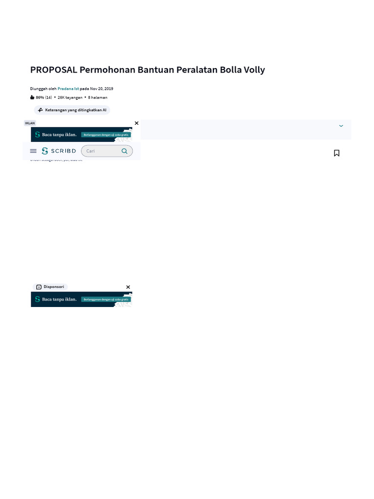 PROPOSAL Permohonan Bantuan Peralatan Bolla Volly - PDF | PDF