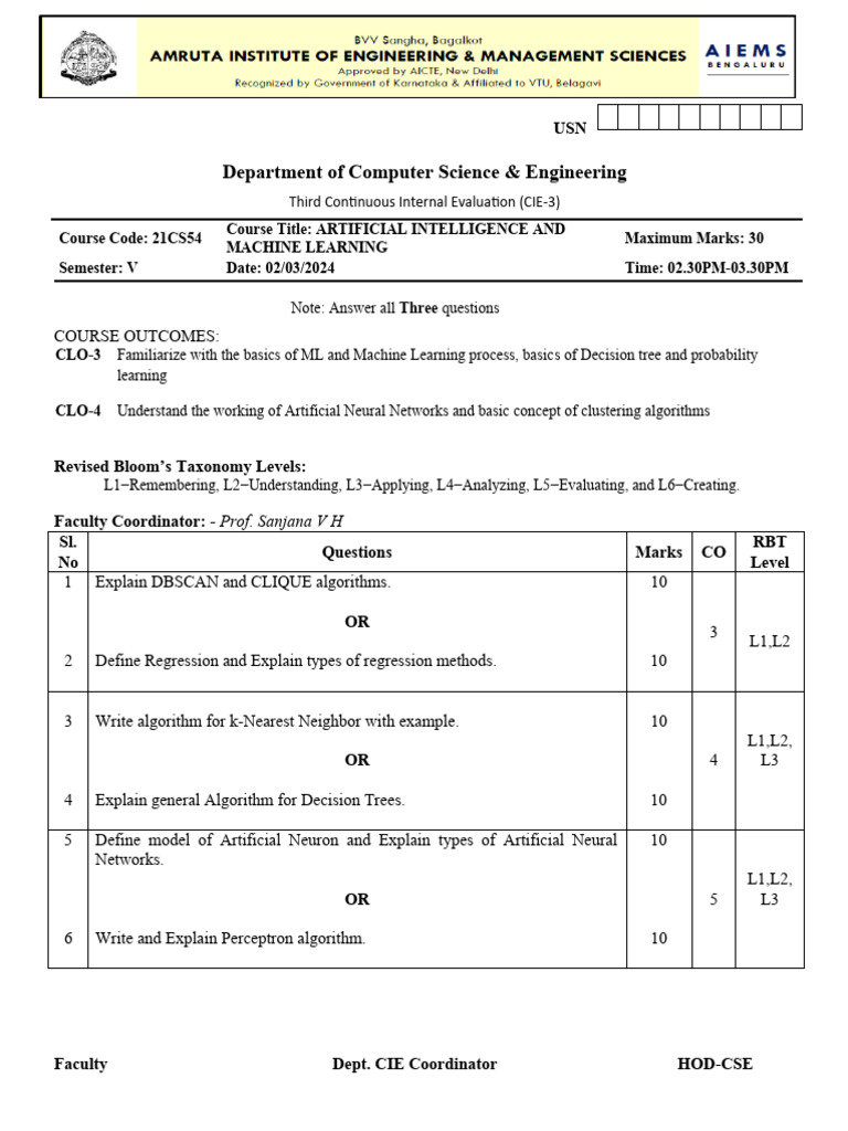 Cie 3 Aiml | PDF | Machine Learning | Computing