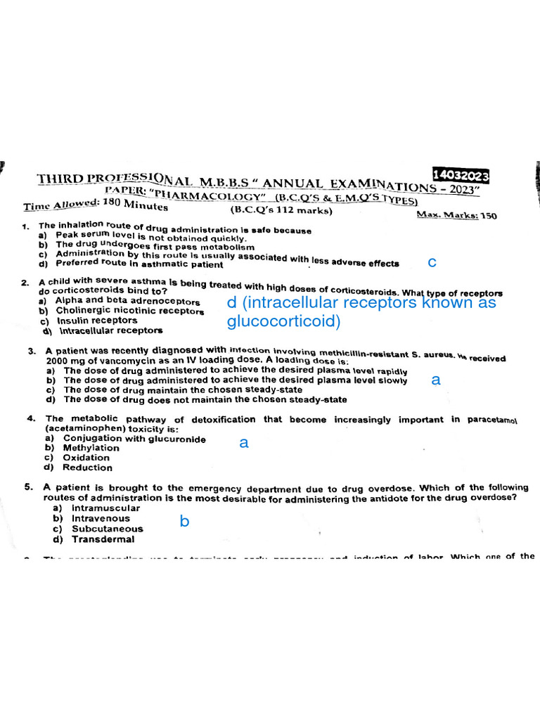 Pharma 2023 Proff (Solved) | PDF | Analgesic | Medicine
