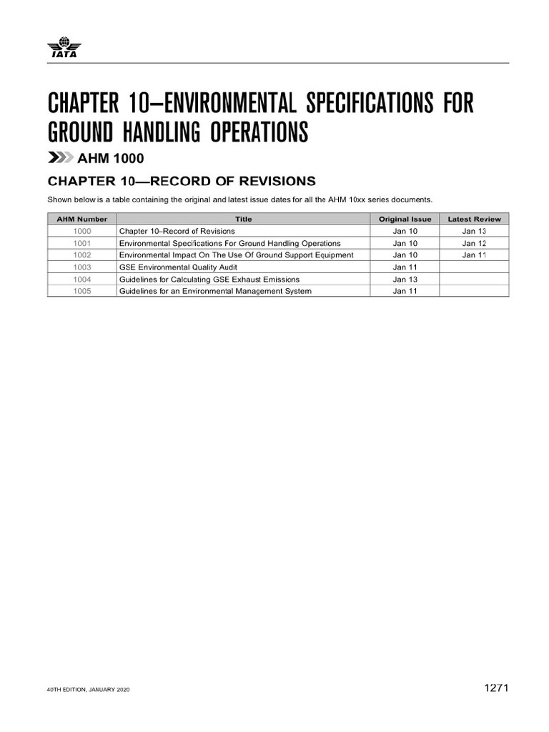 AHM1000 Environmental Specification For Ground Handling Operations | PDF