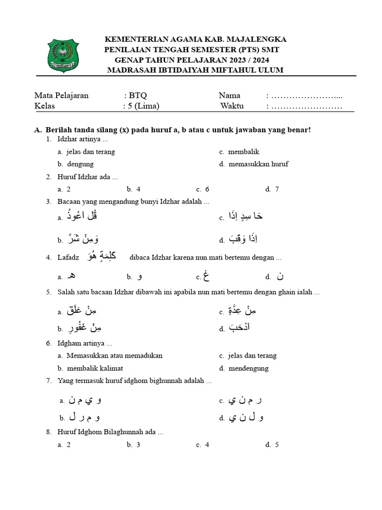 Soal BTQ Bu Susi | PDF