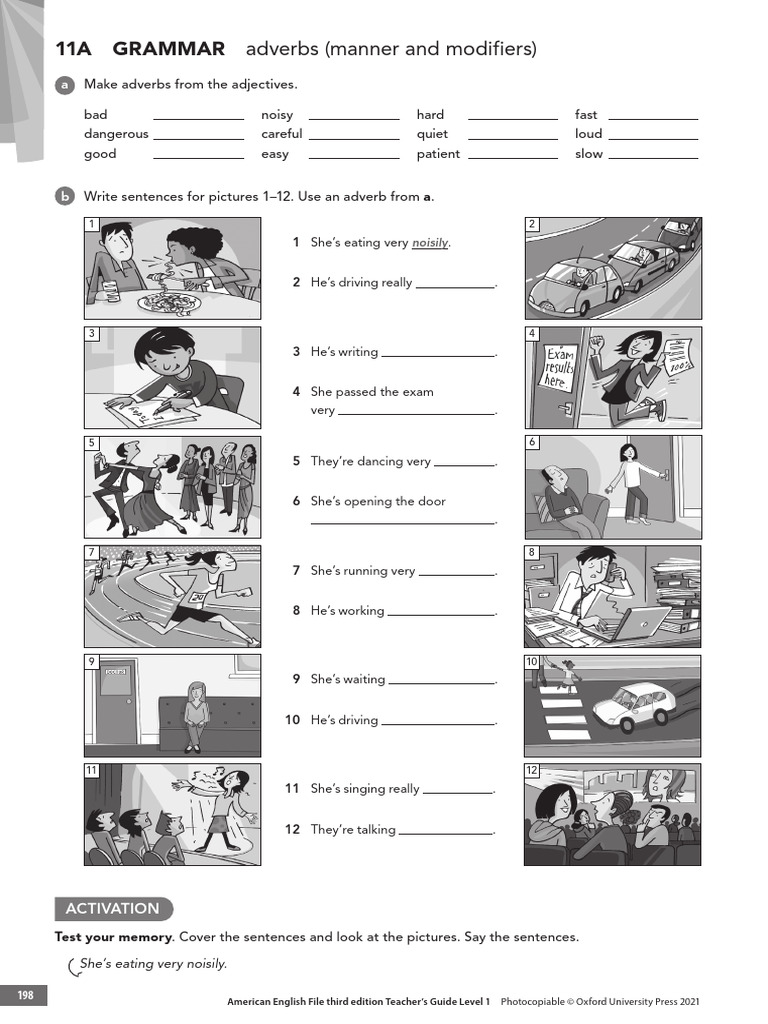 AEF3e Level 1 TG PCM Grammar 11A | PDF | Adverb | Language Mechanics