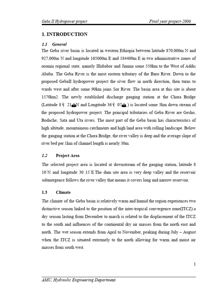 GEBA II HYDROPOWER PROJECT Report | PDF | Flood | Rain