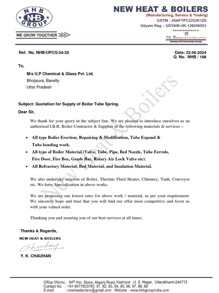 Quotation for Boiler Tube Spring Supply | PDF | Pipe (Fluid Conveyance ...
