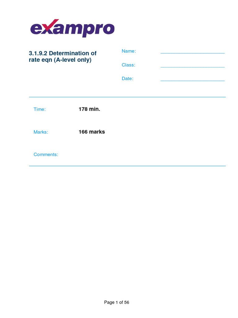 3.1.9.2 Determination of Rate Eqn (A-Level Only) | PDF | Reaction Rate ...