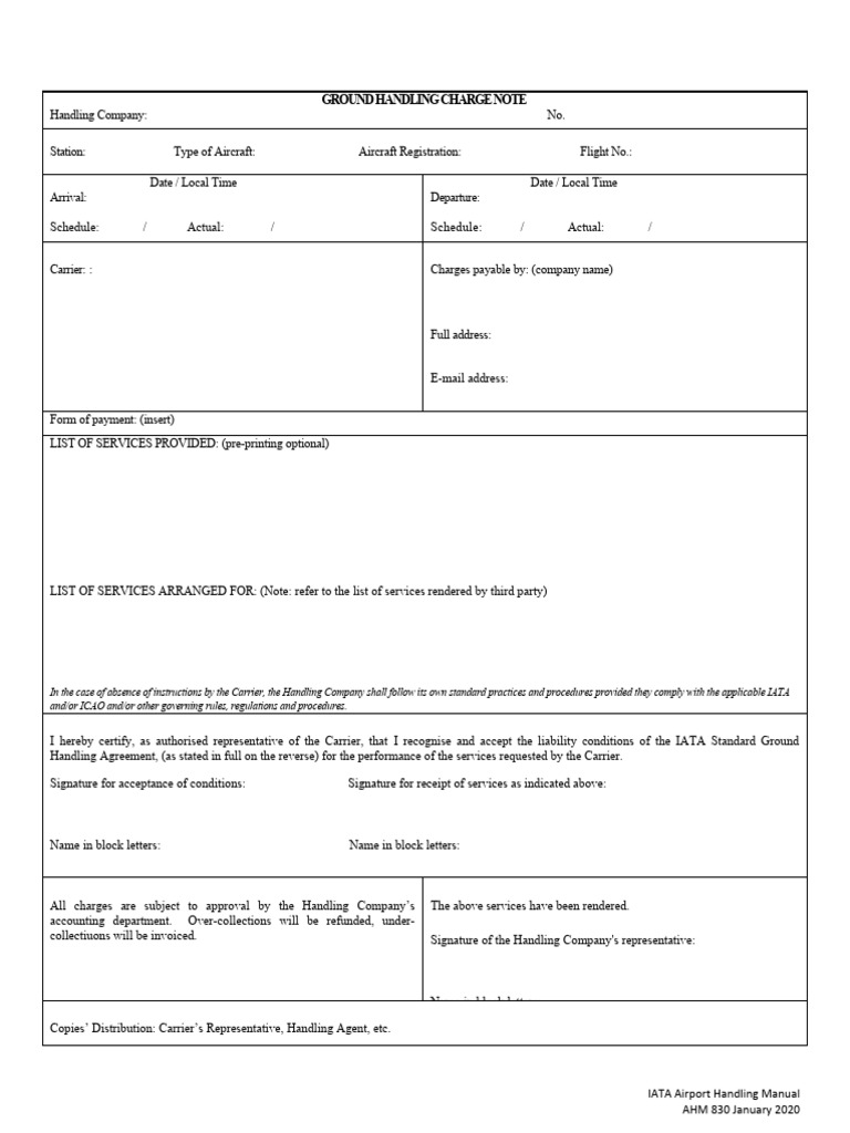 A HM 830 Ground Handling Charge Note | Download Free PDF | Indemnity ...