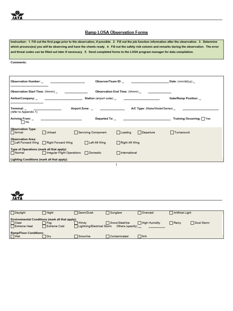 A Hm 616 Ramp Los a Observ Forms | PDF | Risk | Shift Work
