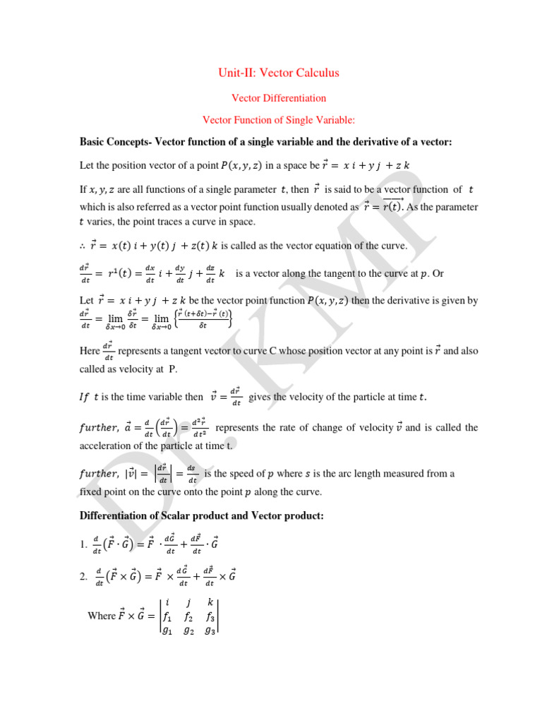Vector Calculus: Differentiation & Applications | PDF | Acceleration | Velocity