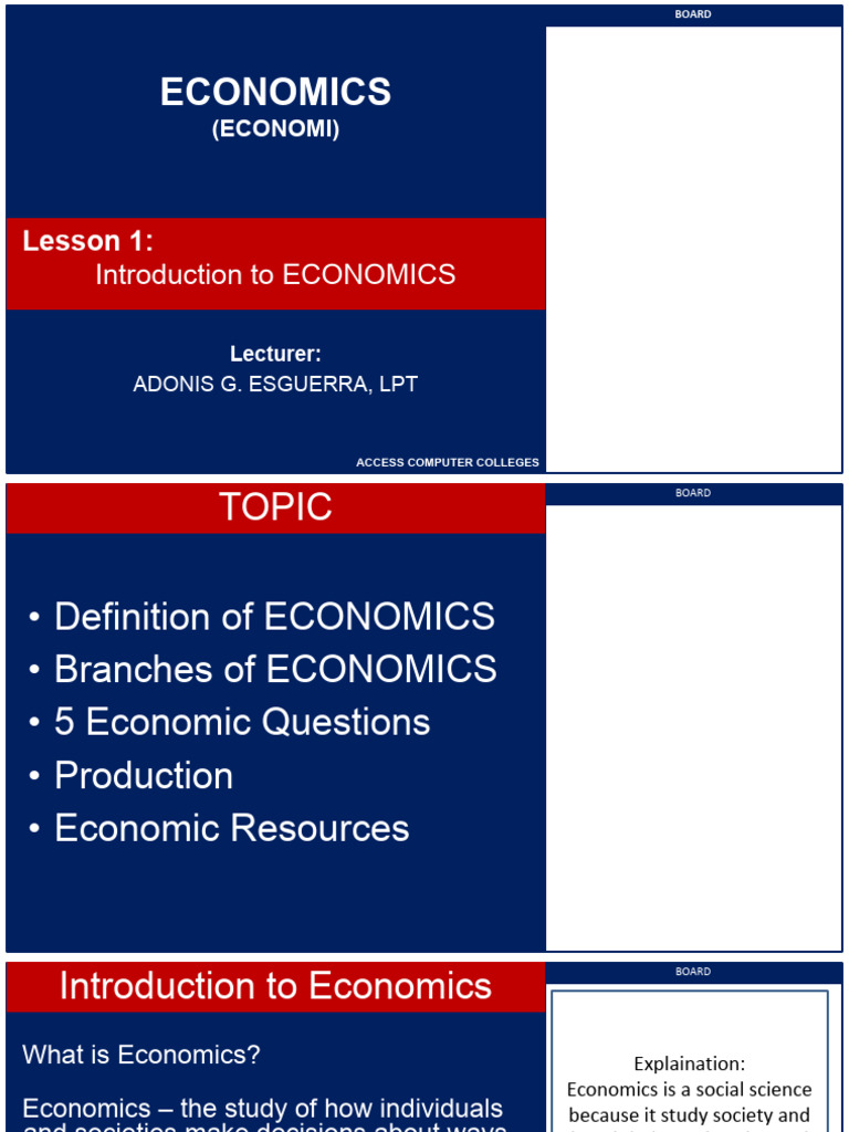 Economics Basics for Students | PDF | Economics | Factors Of Production