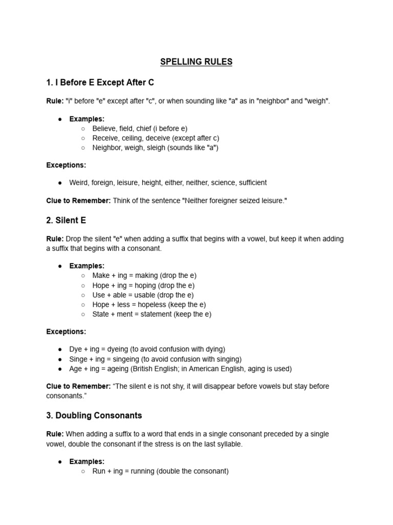 Spelling Rules 1 | Download Free PDF | Consonant | English Language