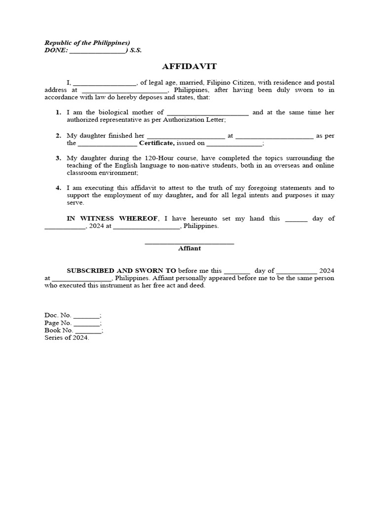 Affidavit For Authentication | PDF