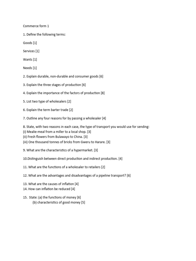 Commerce Form 1 | PDF | Finance & Money Management