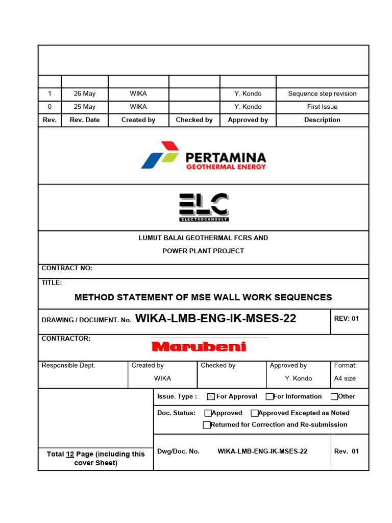 Method Statement - MSE Wall Sequences - rev01 | PDF | Safety | Road