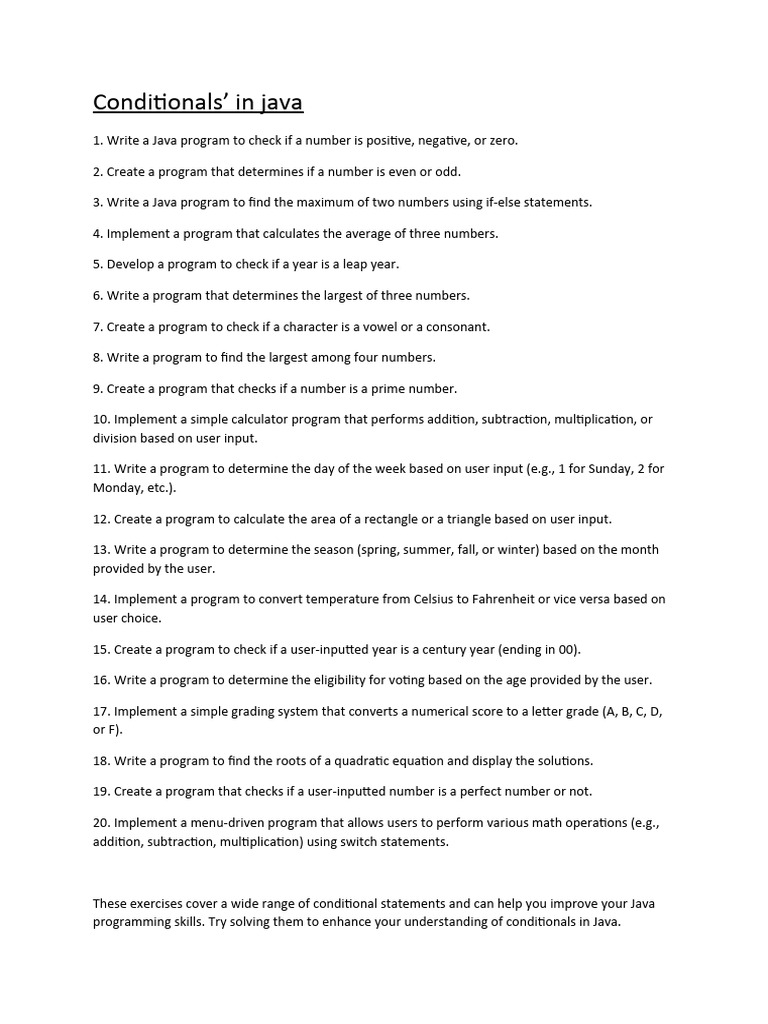 java exercise | PDF | Numbers | Control Flow java exercise | PDF | Numbers | Control Flow