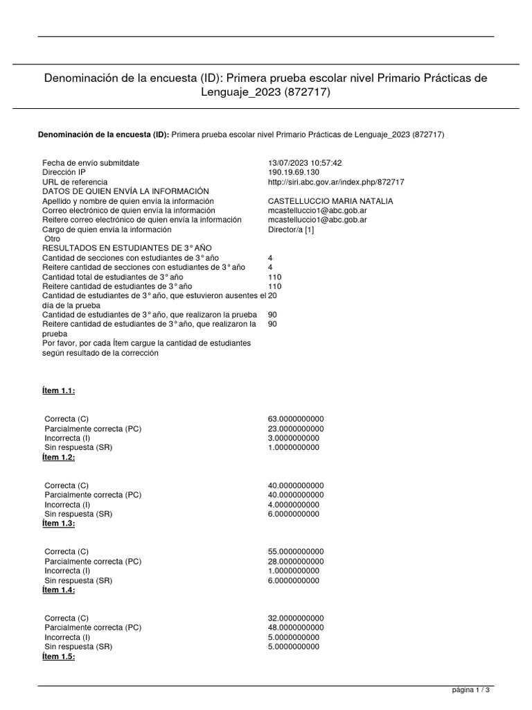 Primera Prueba Escolar Nivel Primario Prcticas de Lenguaje - 2023 ...