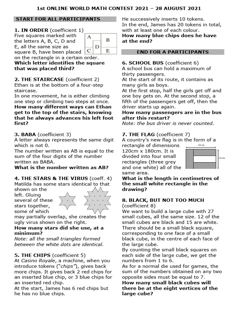 World Math Contest 2021 Challenges | PDF | Triangle | Tetrahedron