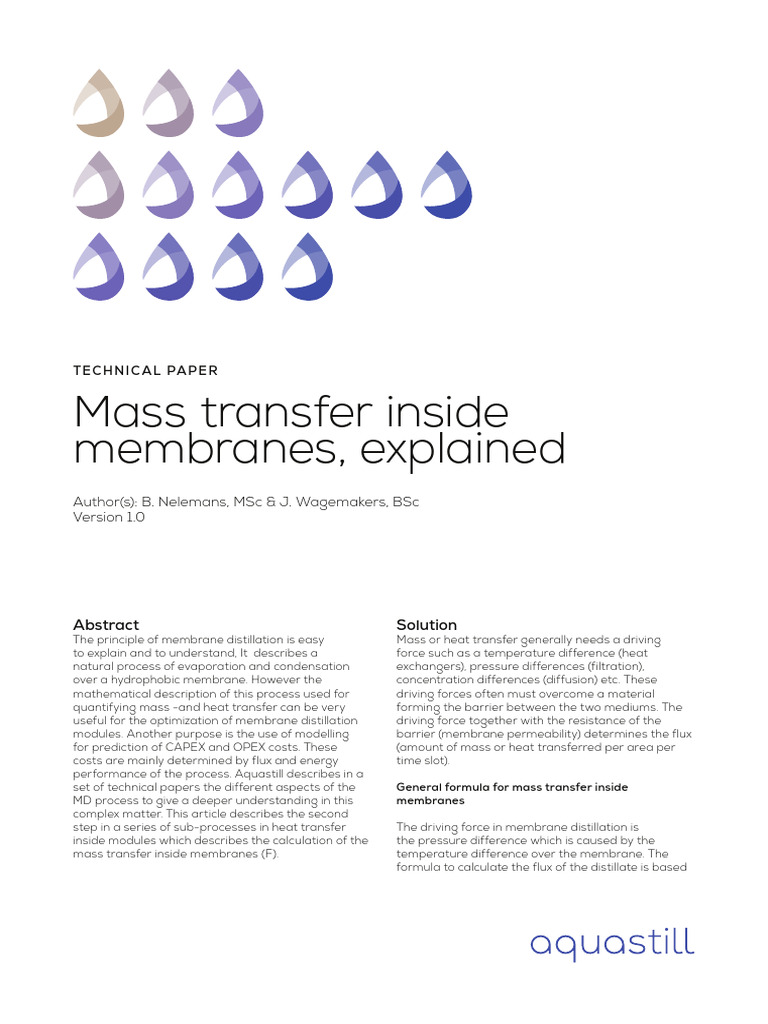 20 0162 AKA ASL Papers TP Heat and Mass Transfer Inside Membranes | PDF ...