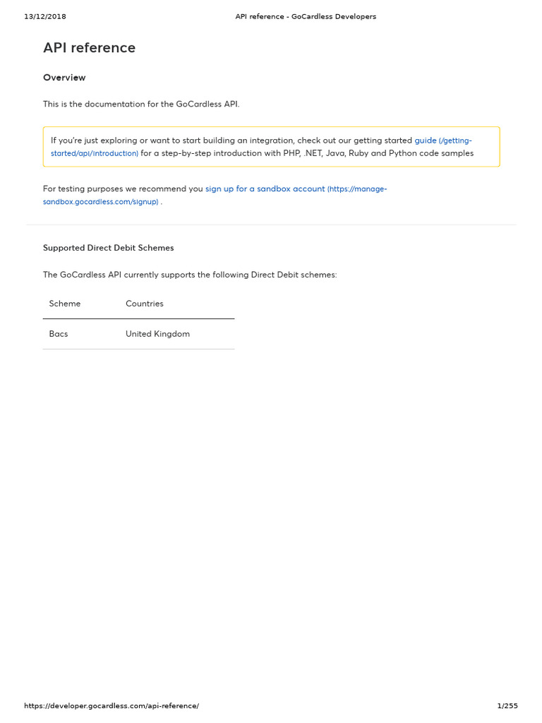 API Reference - GoCardless Developers | PDF | Computing | Application Layer Protocols