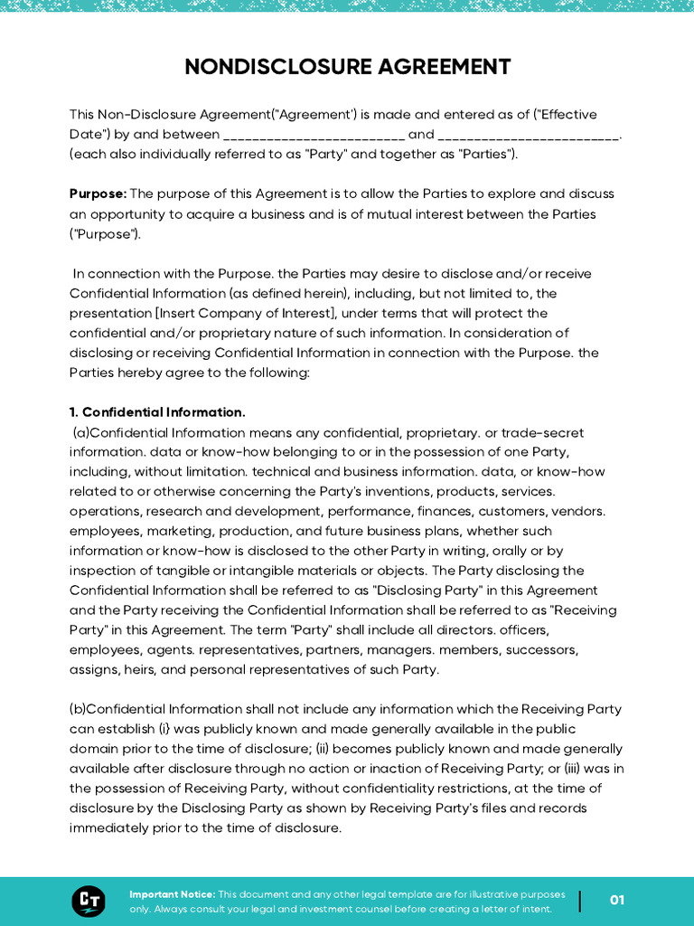 CT-NDA-Template-3 | PDF | Non Disclosure Agreement | Discovery (Law)