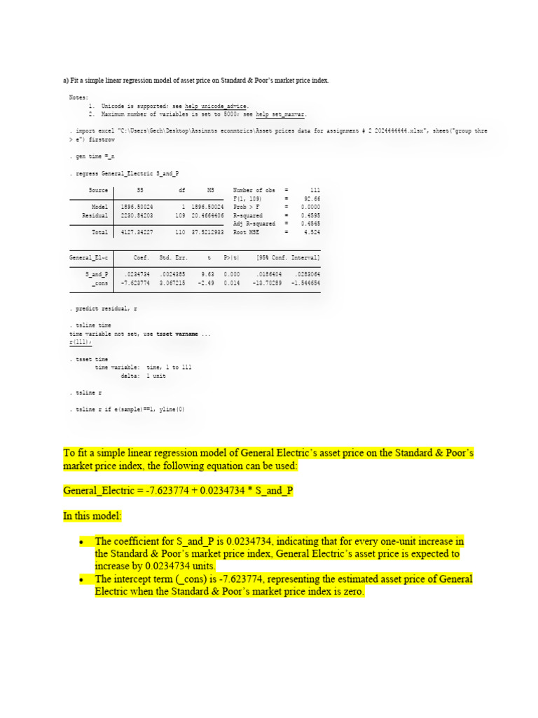 Ecomtrics Assigmnt and Answers | PDF | Autocorrelation | Errors And Residuals