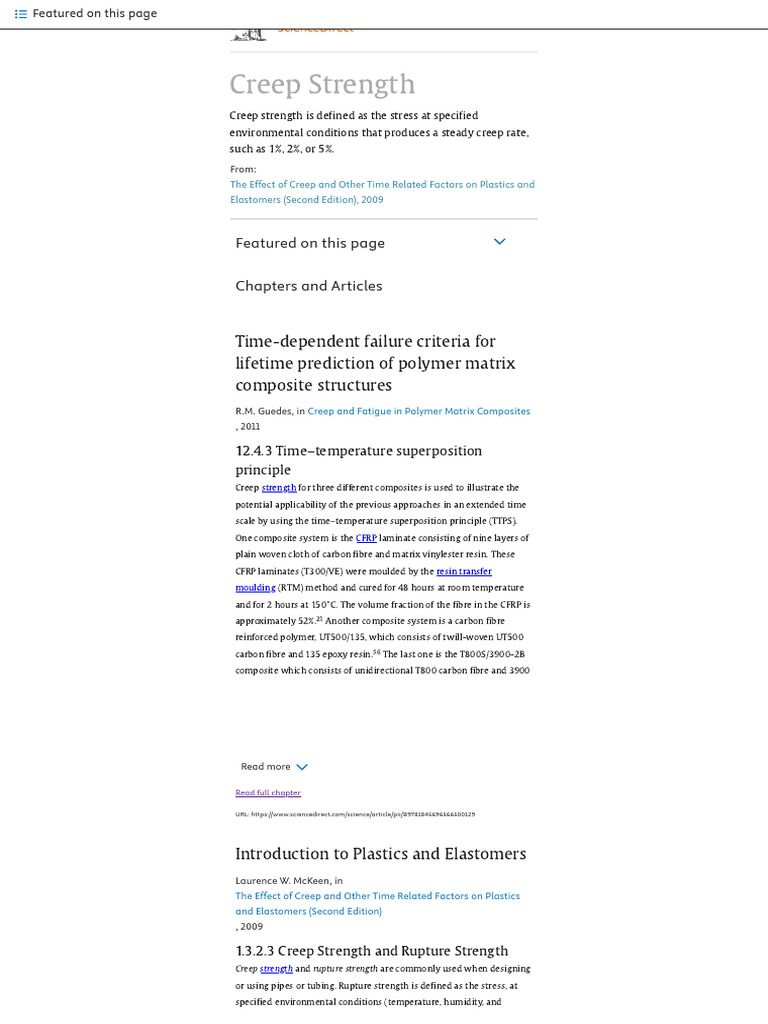Creep Strength - An Overview - ScienceDirect Topics | PDF | Creep ...
