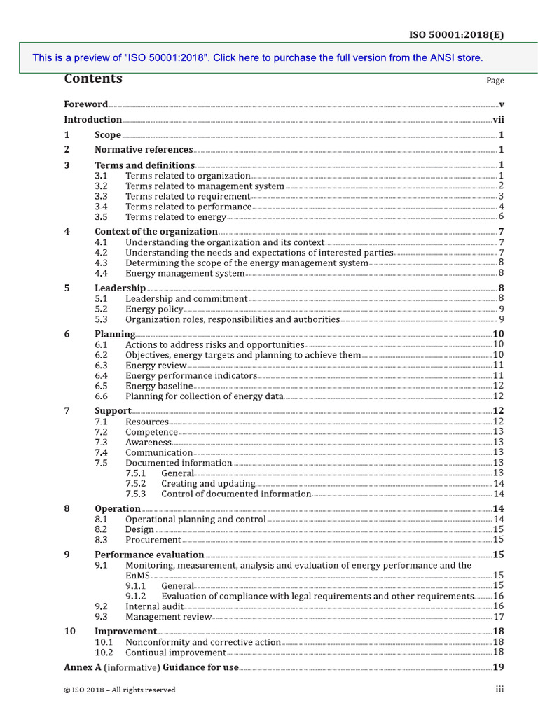 ISO 50001:2018 Clauses Overview | PDF