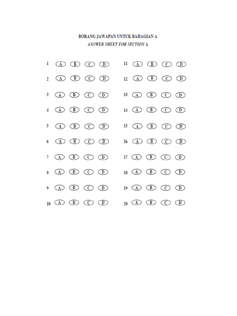 Borang Jawapan Objektif pt3 | PDF