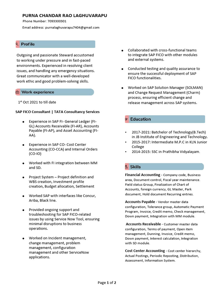 Purnachandar Rao - Sap Fico | PDF | Business | Computing