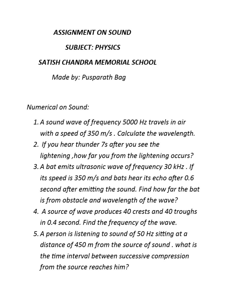 Assignment On Sound Download Free Pdf Sound Waves