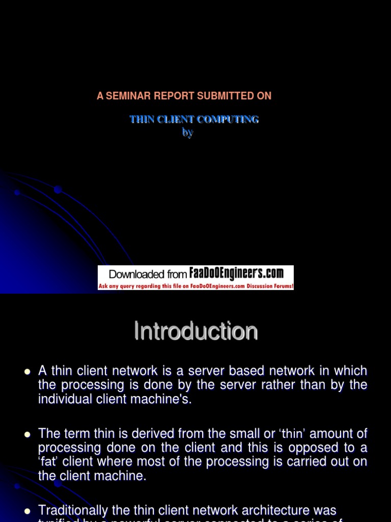 Thin Client Computing | PDF | Computer Terminal | Operating System