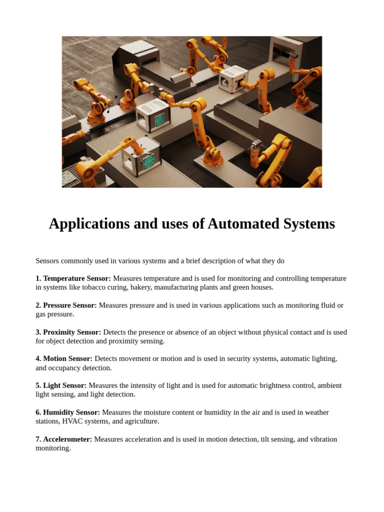 Automated Systems 2 (Applications) | PDF | Lidar | Sensor