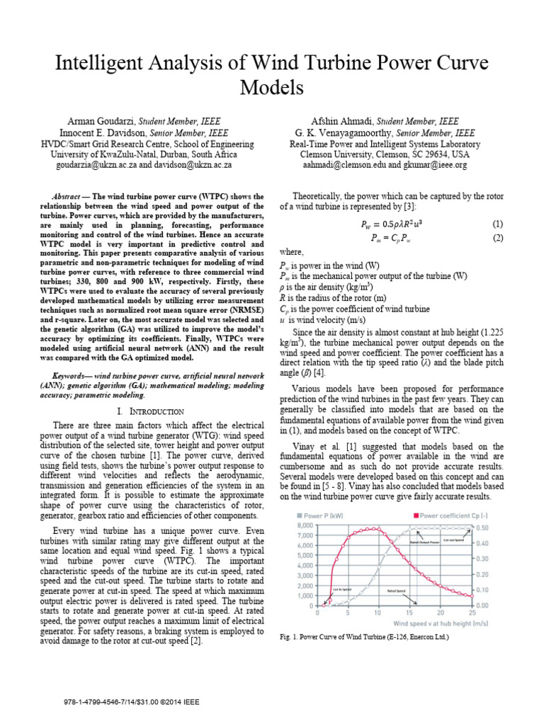 Intelligent Analysis of Wind Turbine Pow | PDF | Artificial Neural ...