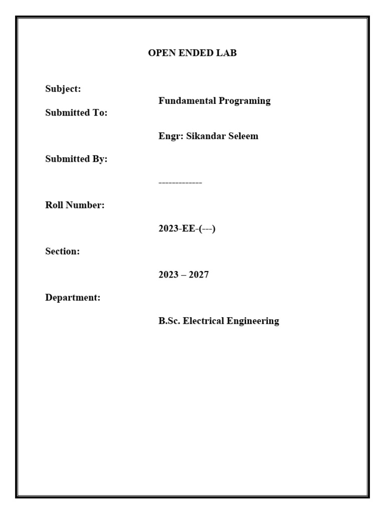 Pograming Open Ended Lab | PDF